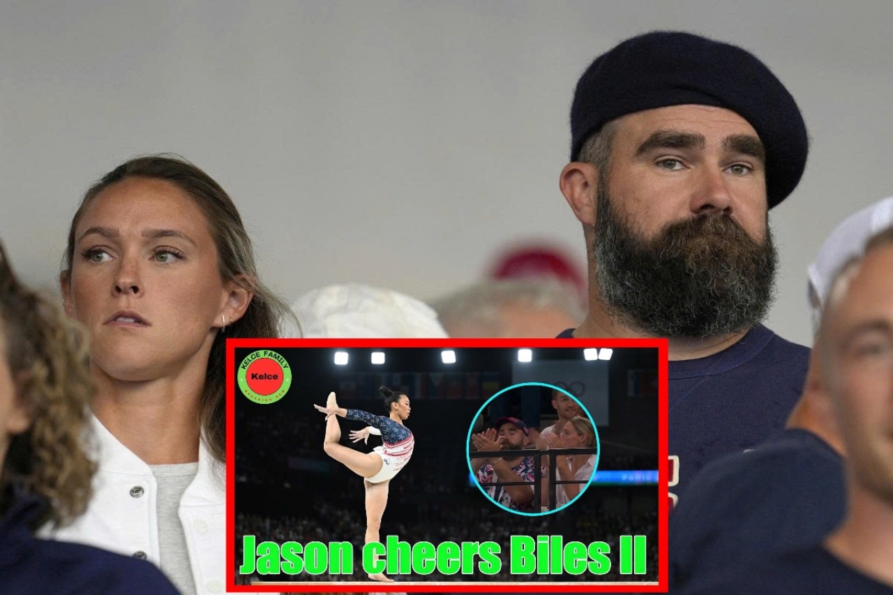 OMG! Jason & Kylie Kelce CLAP on Simone Biles during the FINAL at the ...