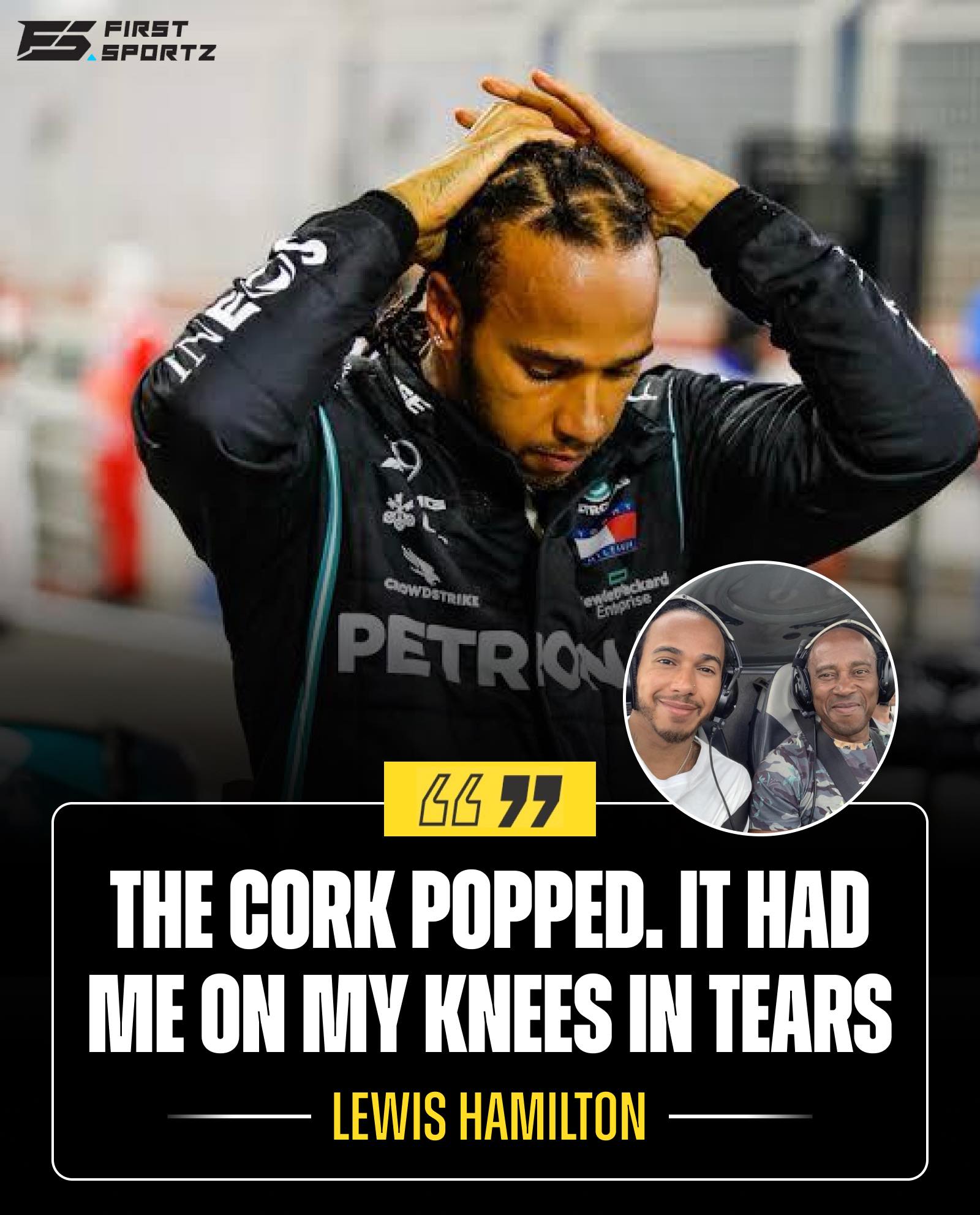 “The cork popped,” Lewis Hamilton recalls ‘crying on his knees’ after ...