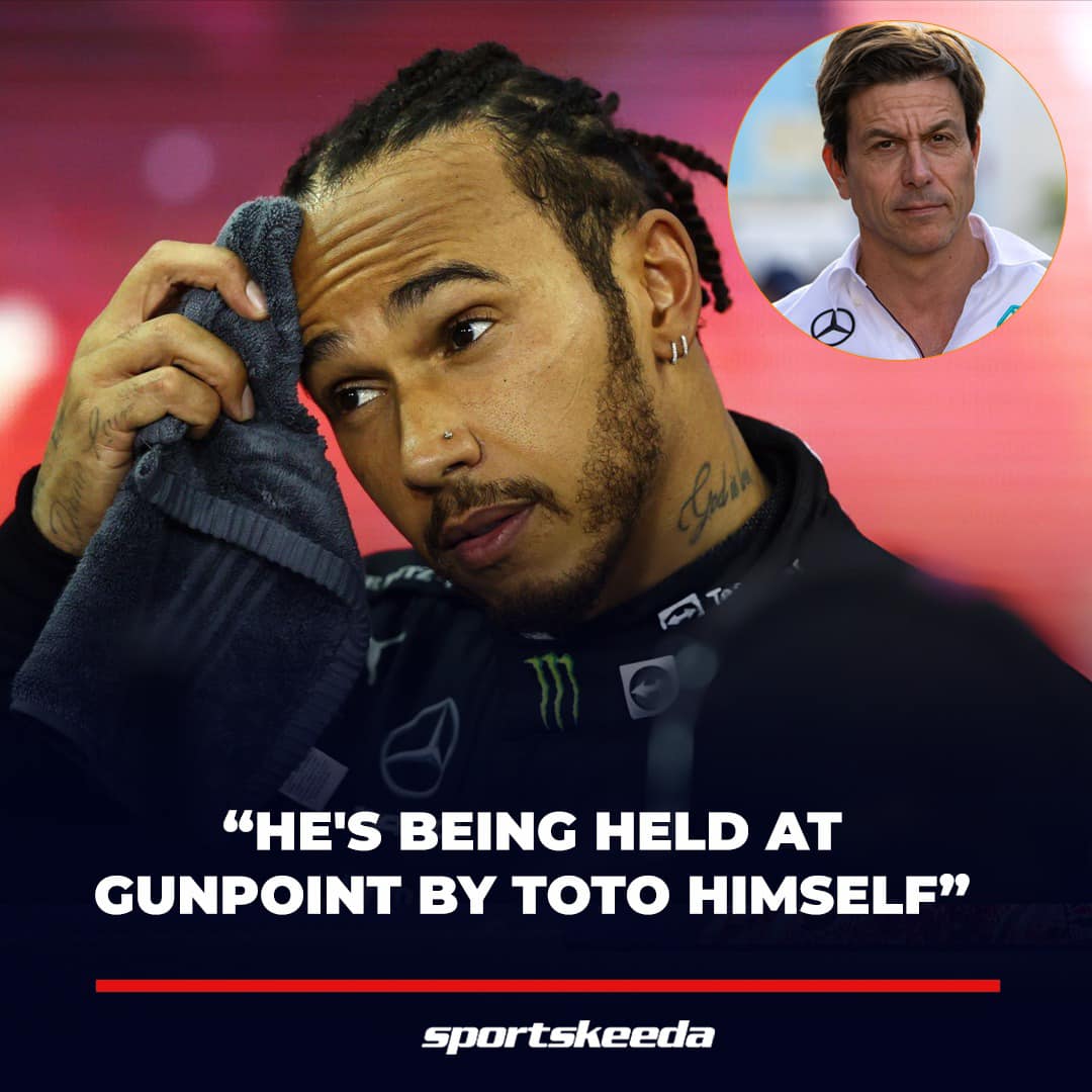 "He's being held at gunpoint by Toto himself" - Fans react to Lewis ...